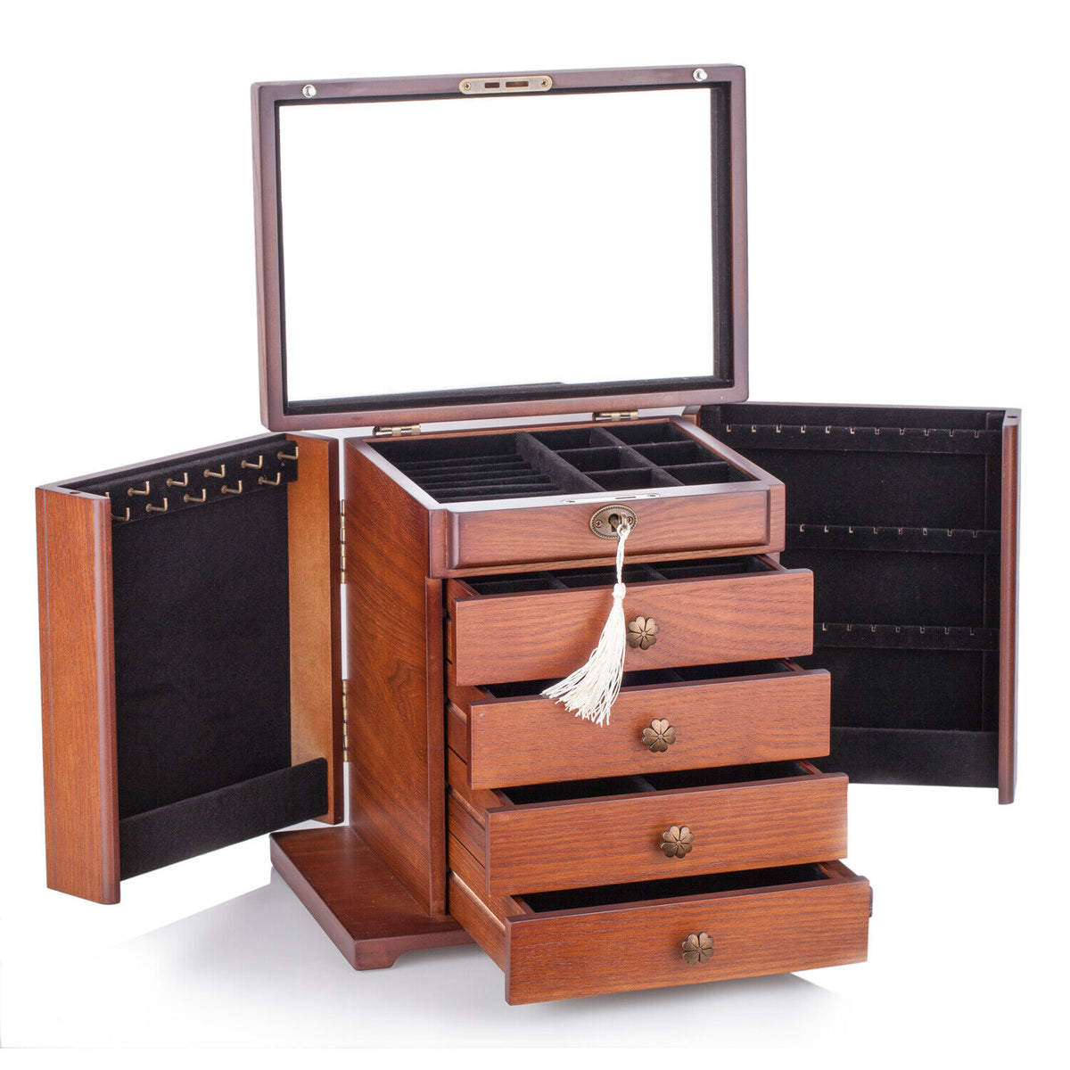 Extra Large Wooden Jewellery Box Necklace Ring Storage Cabinet Display ...